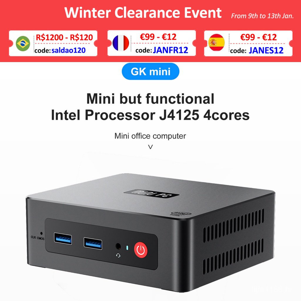 Beelink gk mini pc windows 11 pro intel celron j4125 8 ddr4 128/256 padrão sssd 4k uhd win10 ...
