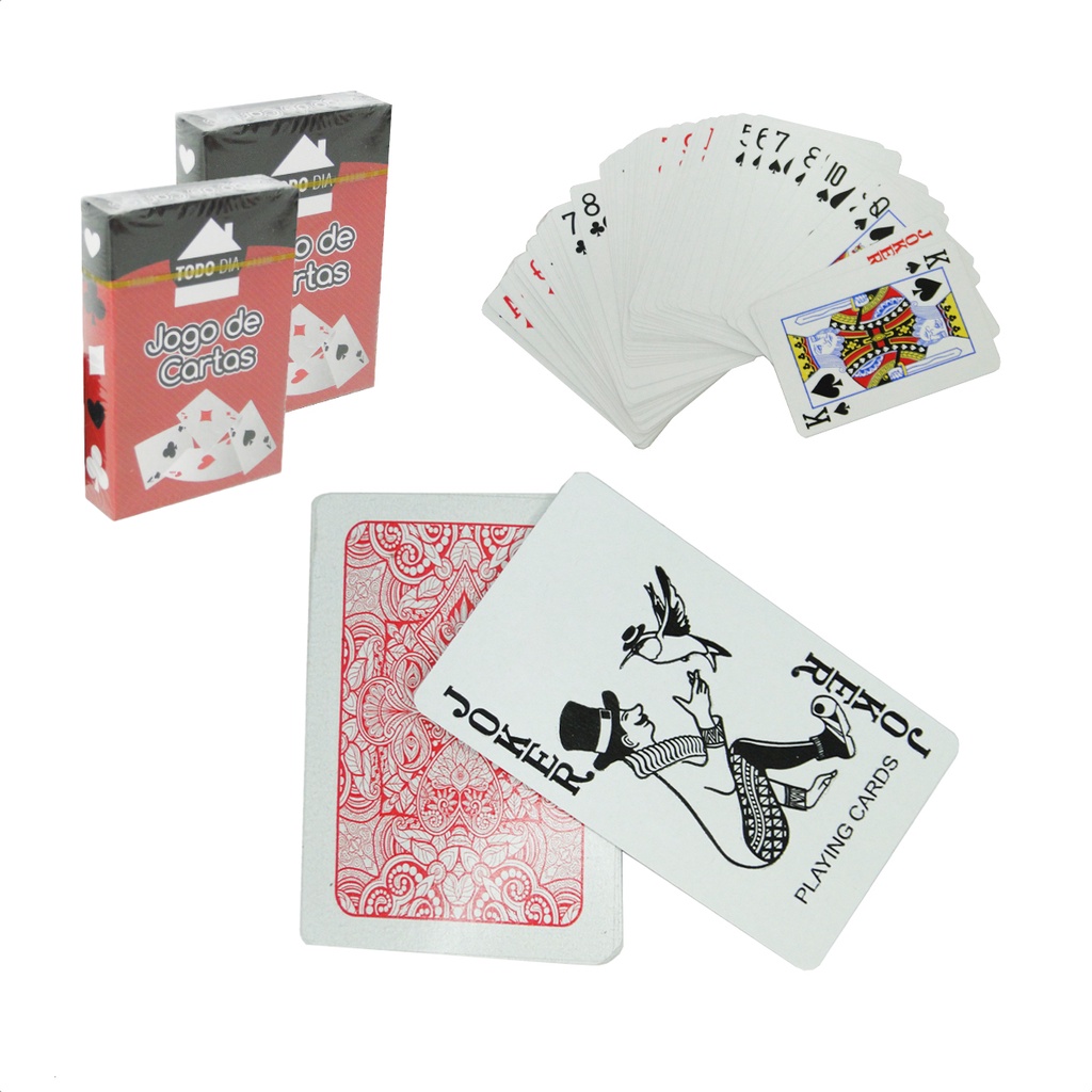 Jogo De Baralho 54 Cartas Naipe Normal Canastra Truco Buraco | Shopee ...