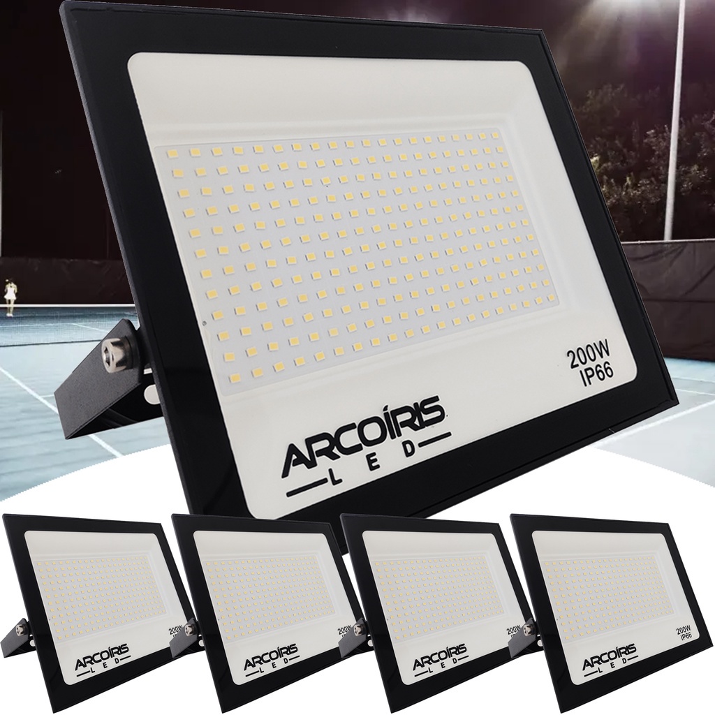 Kit 5 Refletor Ip66 Led Holofote 200w Bivolt Forte Cor de Luz Branco Frio | Shopee Brasil
