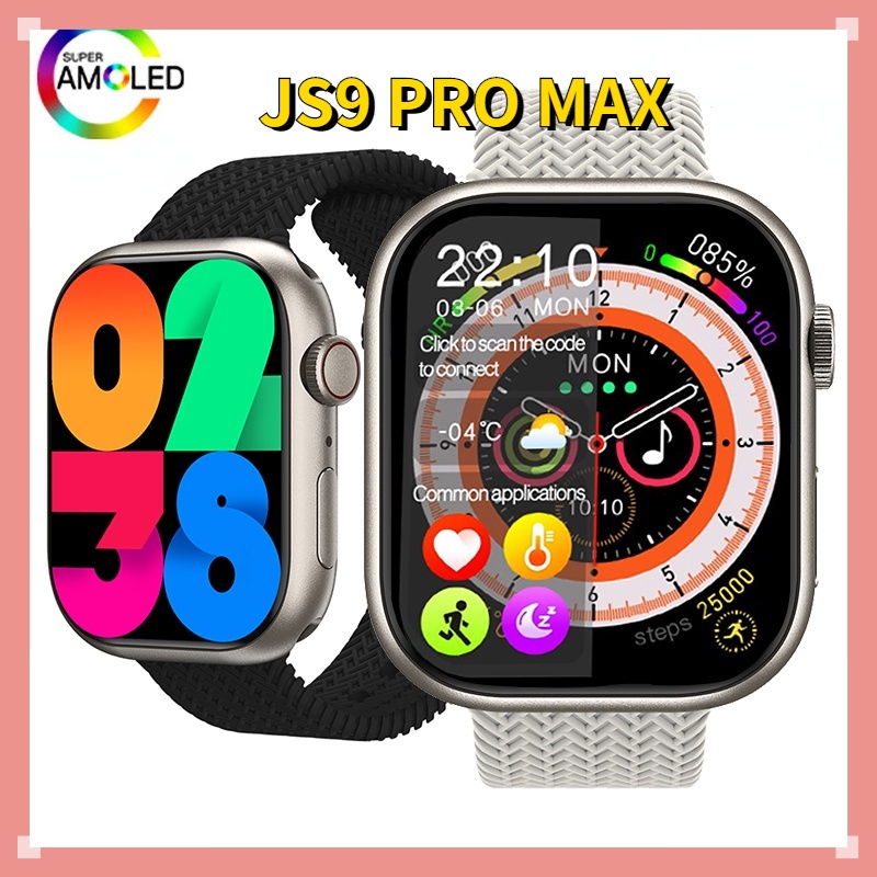 Tela AMOLED JS9 PRO Max Smart Watch Women Series 8 45mm Jogo De Bússola ...