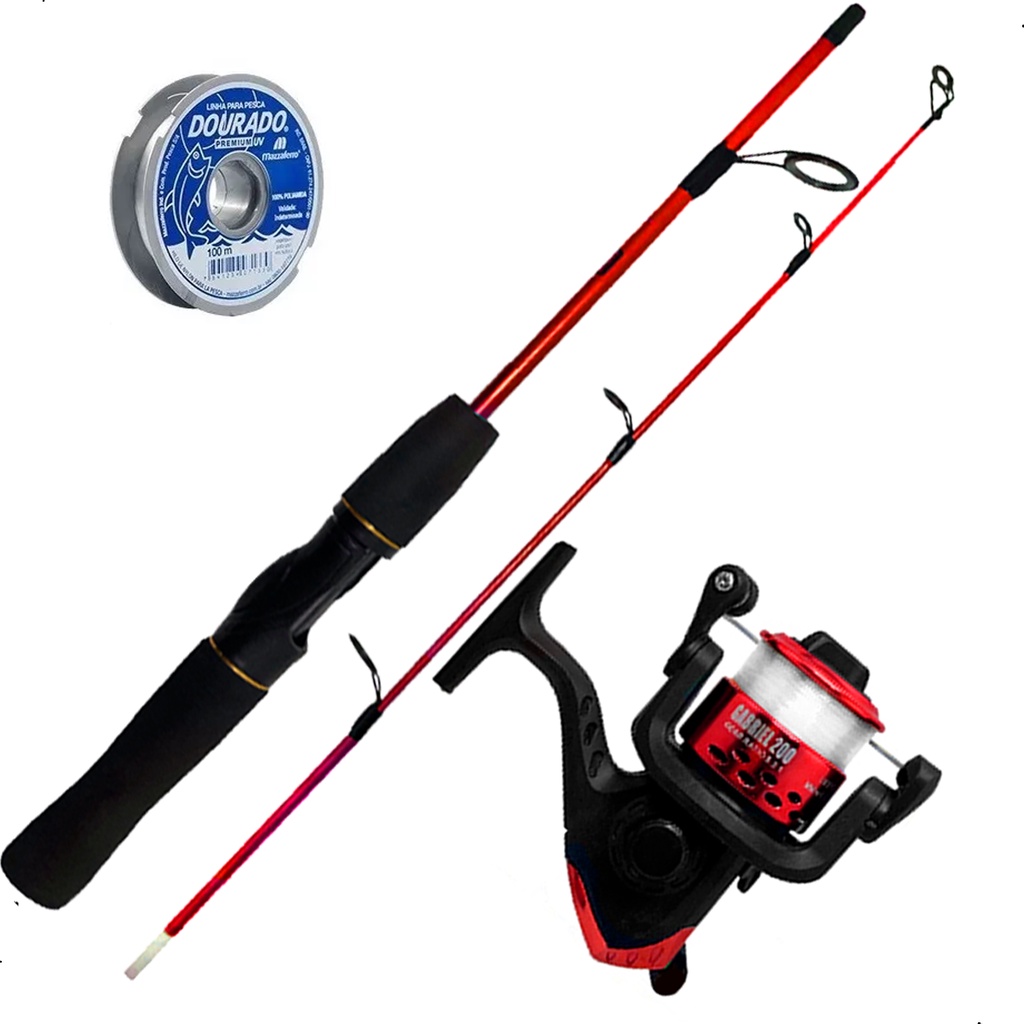 Vara De Pesca Com Molinete 1,20m E Linha | Shopee Brasil