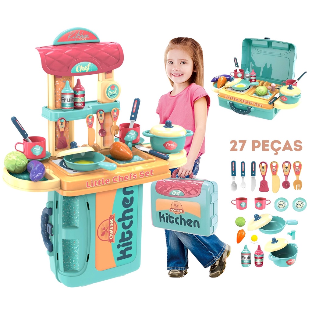 Kit Cozinha Infantil Grande Comidinha Brinquedo Menina 3 em 1 | Shopee ...
