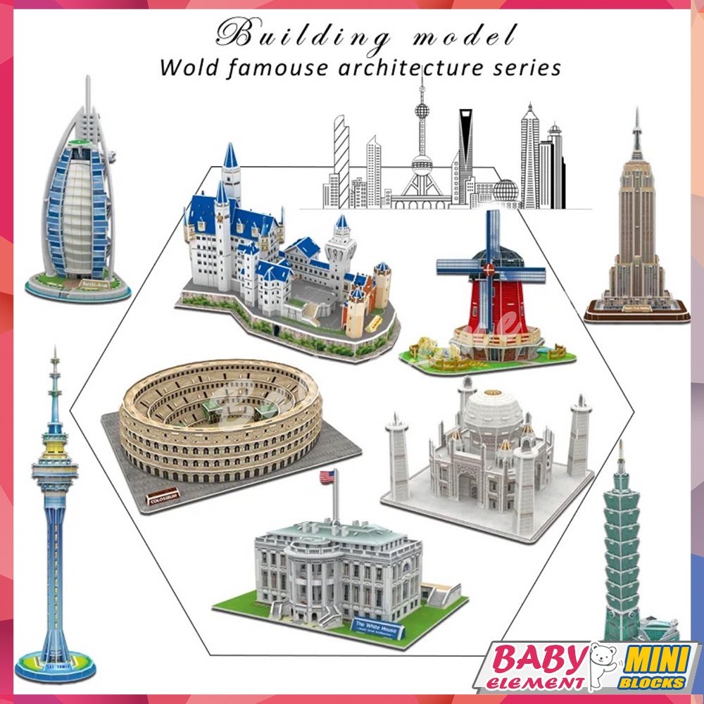 Puzzle World Famous Building Tower Bridge Triumphal Arch Empire State ...