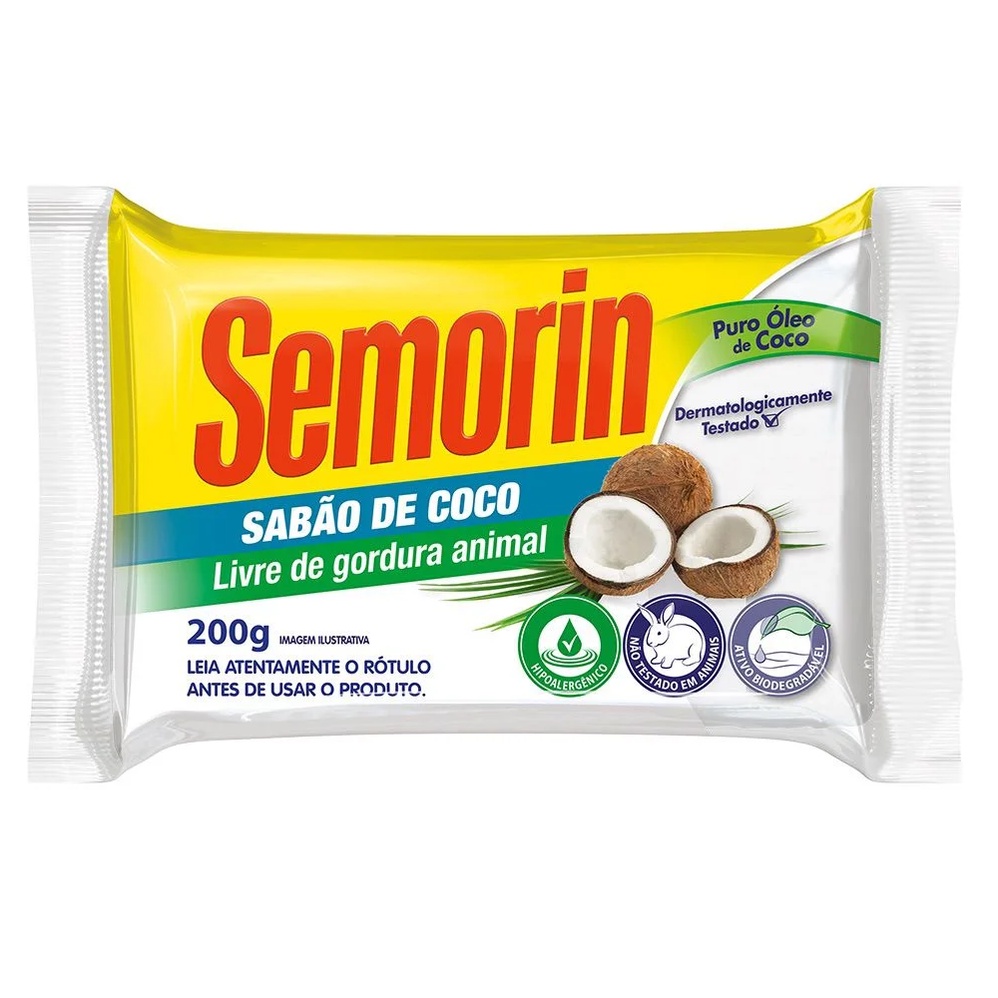 Kit 40 Barra Semorin de Sabão De Coco Tradicional 200g Cada | Shopee Brasil