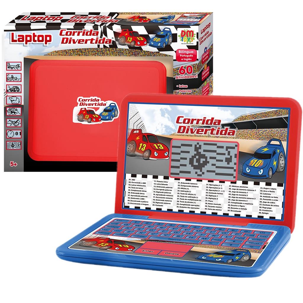 Notebook Laptop Infantil 60 Funcoes Computador Carros - Dm Toys ...