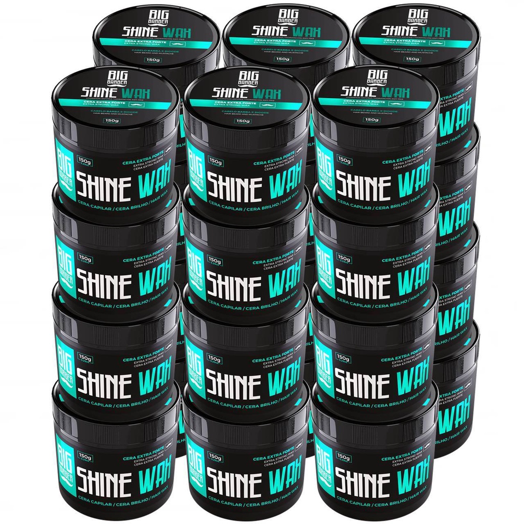 Pomada Modeladora Shine Wax Big Barber 150g Efeito Brilho Caixa Com 24 ...