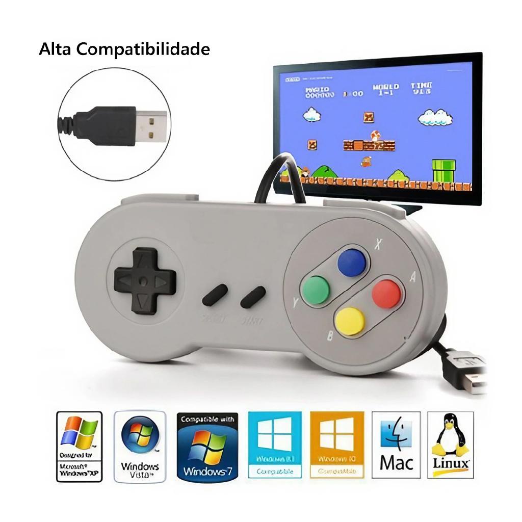 Controle Joystick USB Super Nintendo SNES Para PC Windows Mac Linux ...