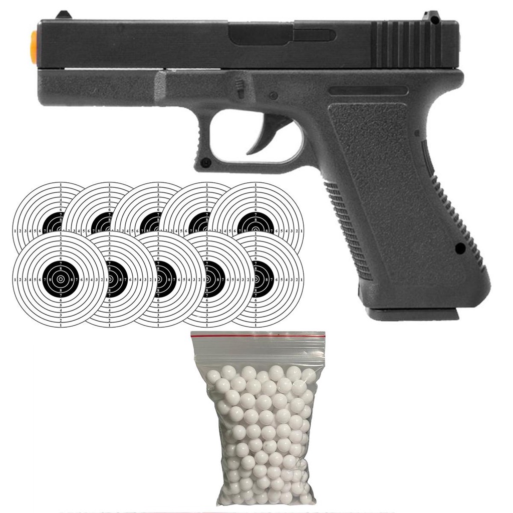 Pistola de Airsoft Spring Glock V307 6mm – Vigor + Esferas BBs 0,12g ...