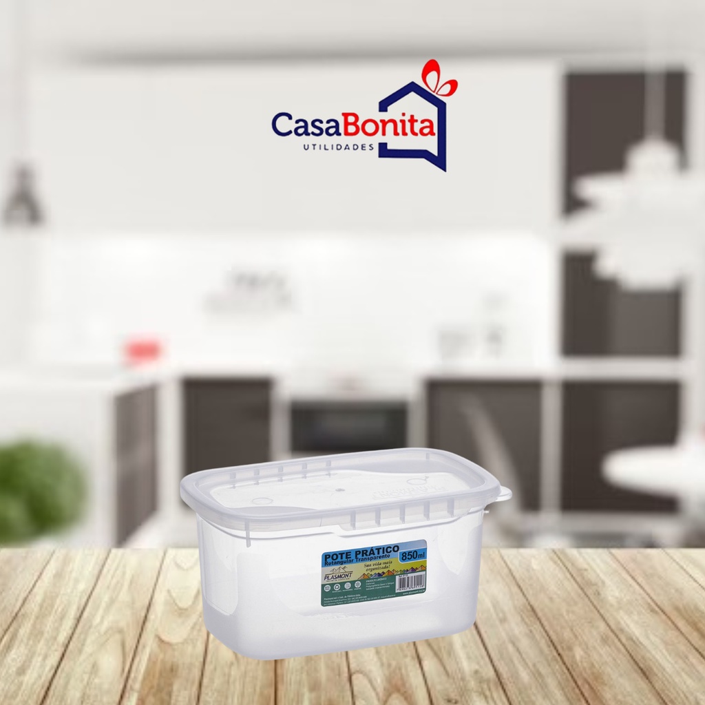 Vasilha Pratica Retangular Para Alimentos 850ml - Transparente | Shopee ...