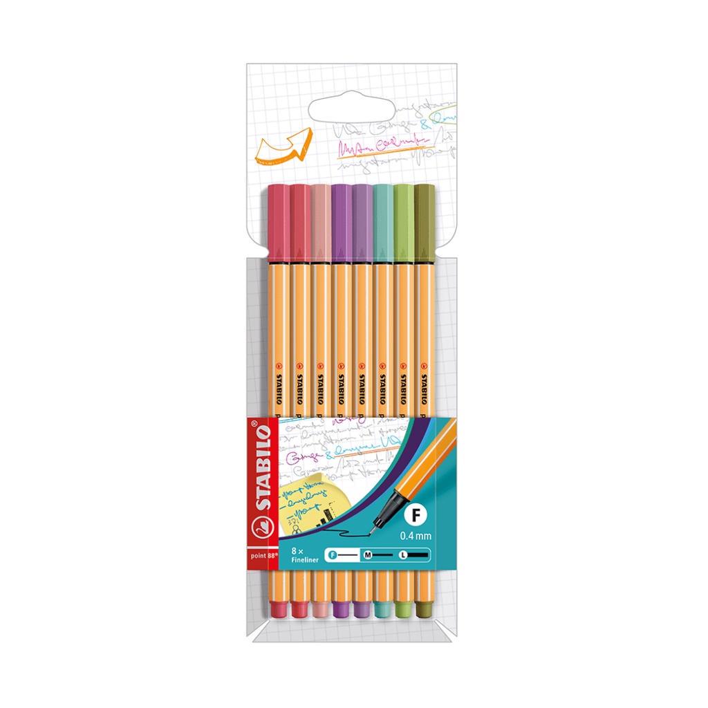 Caneta Stabilo Point 88 - Cores Novas - 8 unidades FinePen - Faz a Boa!