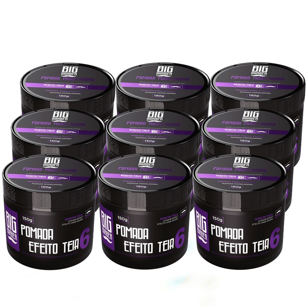 Pomada Modeladora Efeito Teia Big Barber 150g Level 6 Caixa Com 9 ... Pomada Modeladora Efeito Teia Big Barber 150g Level 6 Caixa Com 9 ...