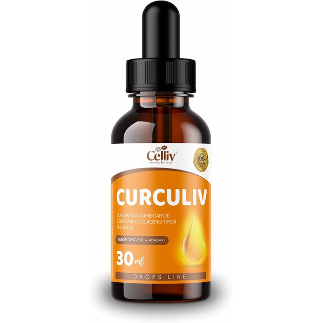 Curcumina em Gotas Curculiv - Cúrcuma e Colágeno Tipo II 30ml | Shopee ...