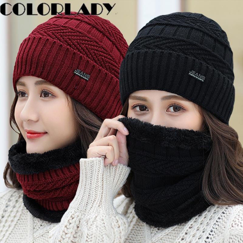 2 Peças/Conjunto Touca/Cachecol/Chapéu Feminino Com Proteção Para ...