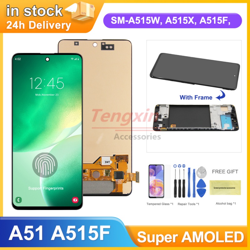Super AMOLED A51 4G display com impressão digital, para Samsung Galaxy A515 A515F/DSN A515F/DSM ...