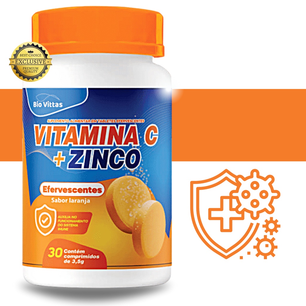 Vitamina C Com Zinco 30 Comprimidos Enfervescente Biovittas | Shopee Brasil