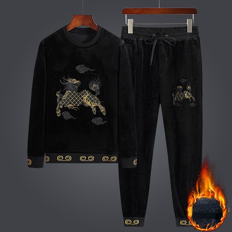 Fato casual Masculino Bordado De Veludo Dourado | Shopee Brasil