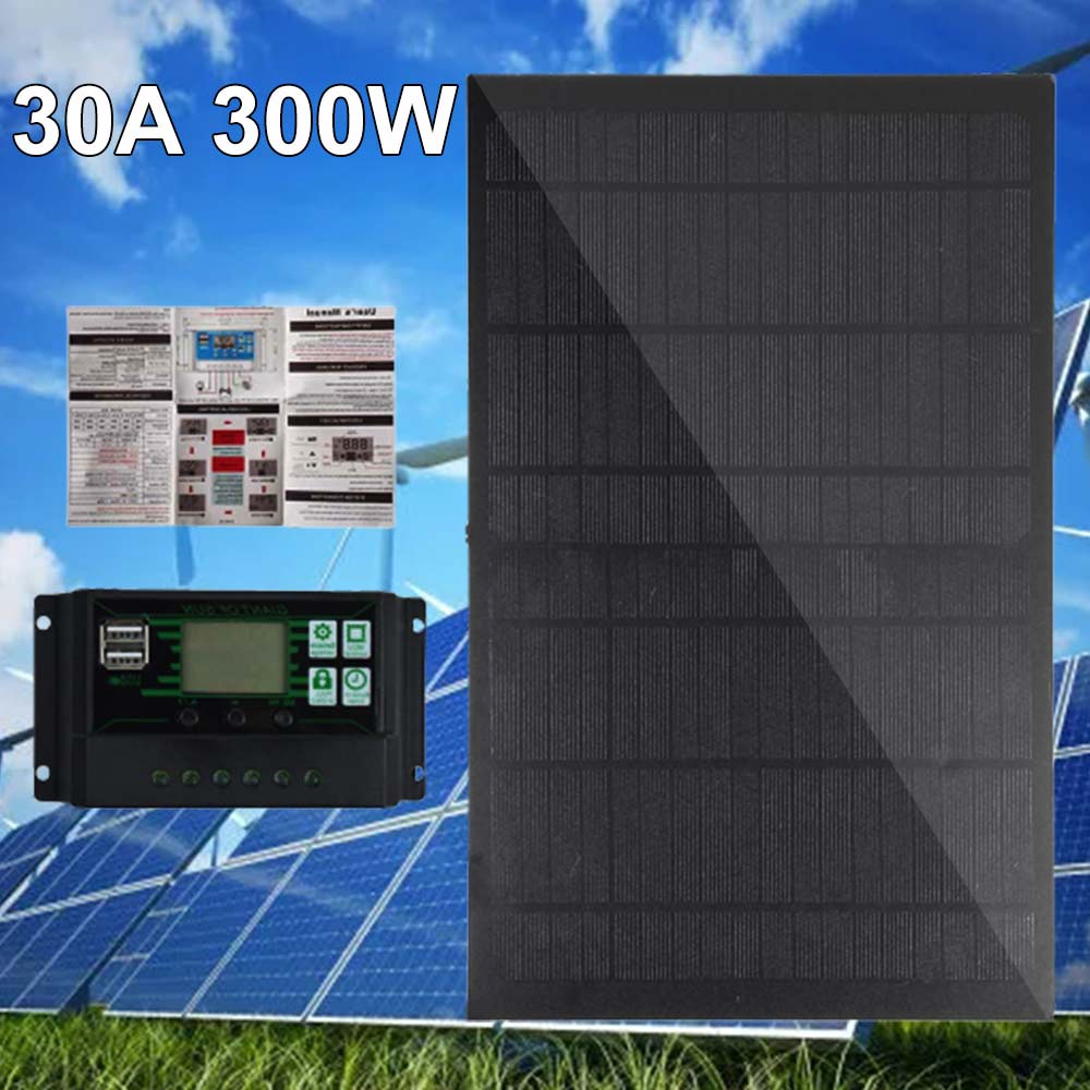 Kit De Painel Solar 300W 12V USB Controlador Recarregável Link Do À ...