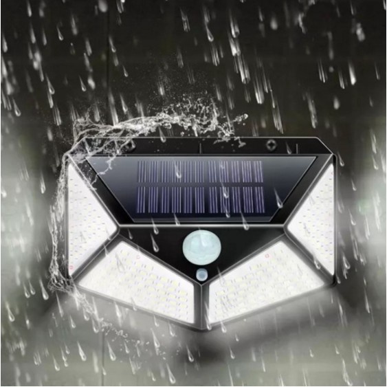 Luminária Refletor Solar Parede Led C/ Sensor Presença-dylan/BK-100 LED ...