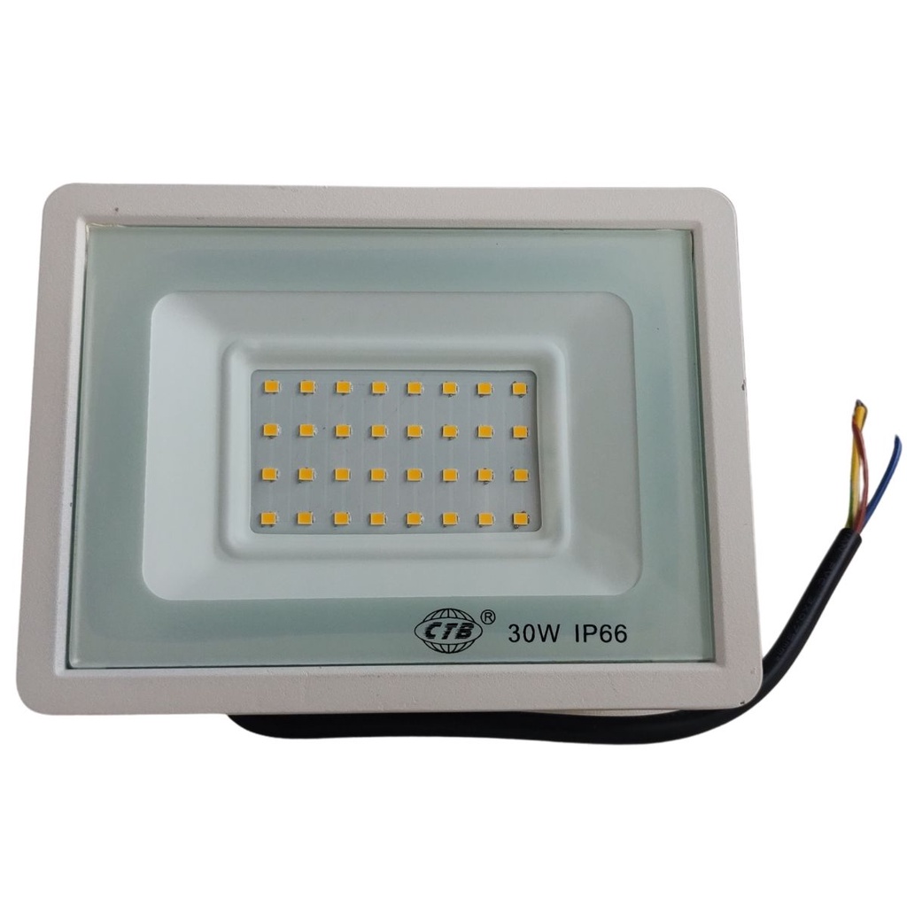 Refletor Led 30w Corpo Branco Ip66 Holofote Branco Quente | Shopee Brasil