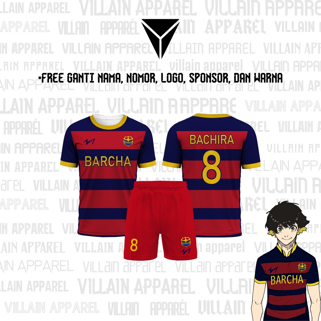 Jersey Futsal & Motivo Futebol VL Replika Anime Fc Barcha Blue Lock ...