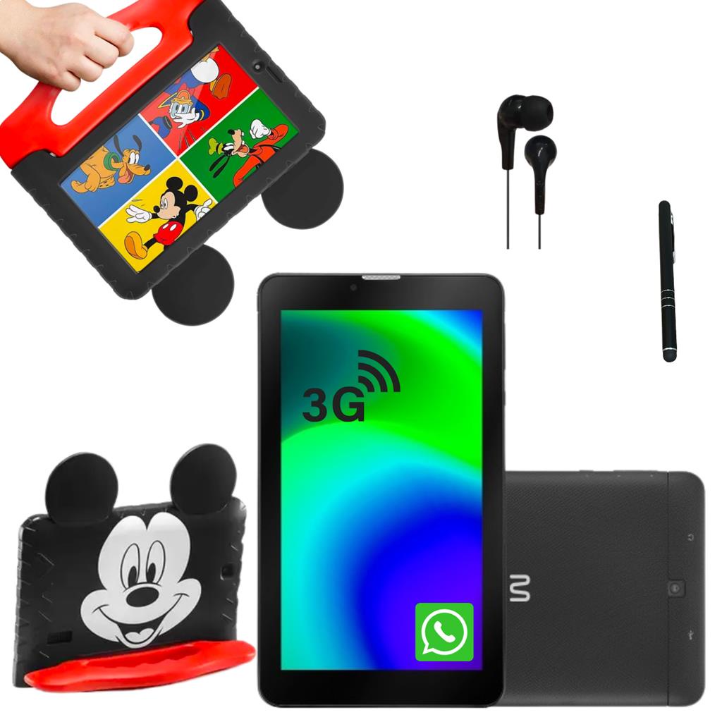 Tablet Infantil M7 1GB RAM 32GB Armazenamento + Capa Mickey + Fone ...