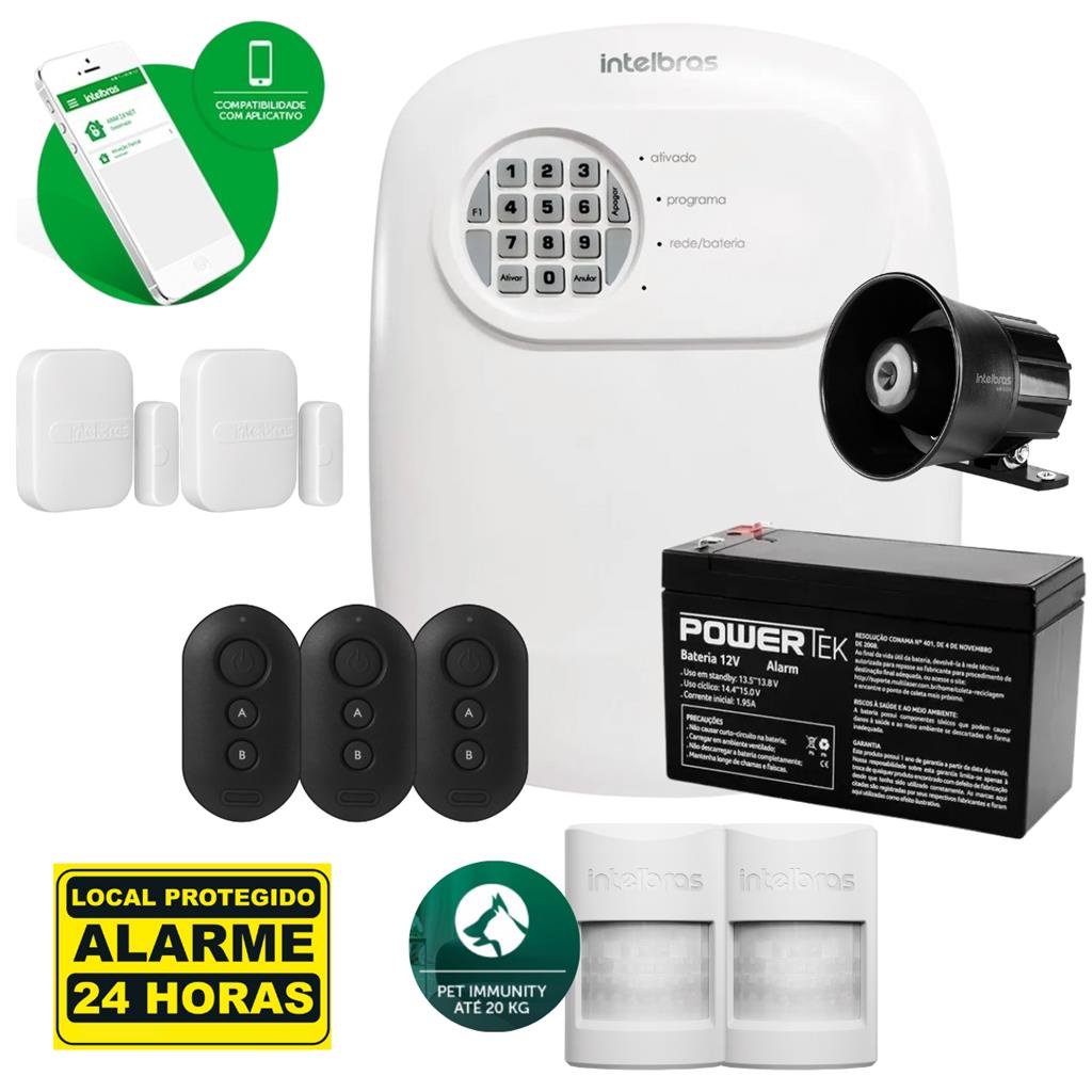 Kit Alarme Intelbras Com 4 Sensores Sem Fio E 3 Controles | Shopee Brasil
