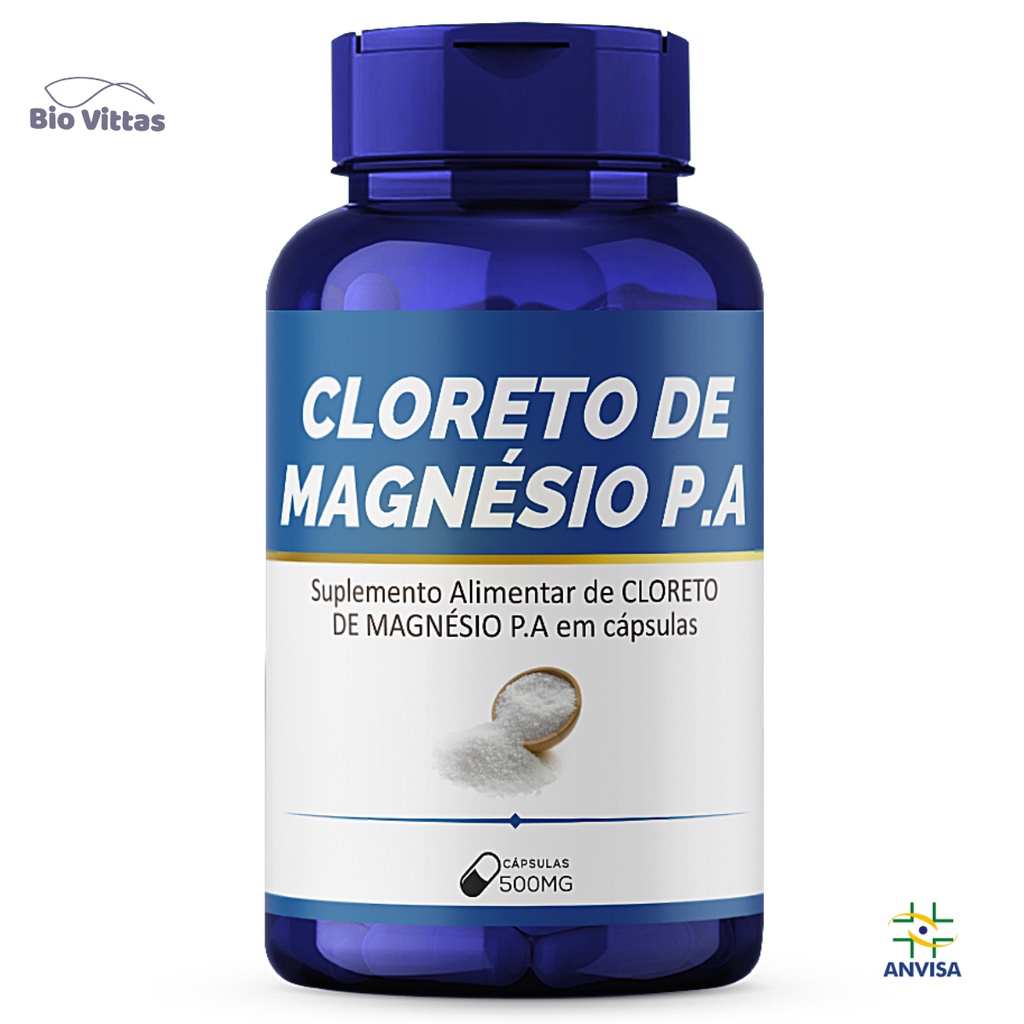 Cloreto de Magnésio Suplemento Alimentar BioVittas 60 Cápsulas de 500mg | Shopee Brasil