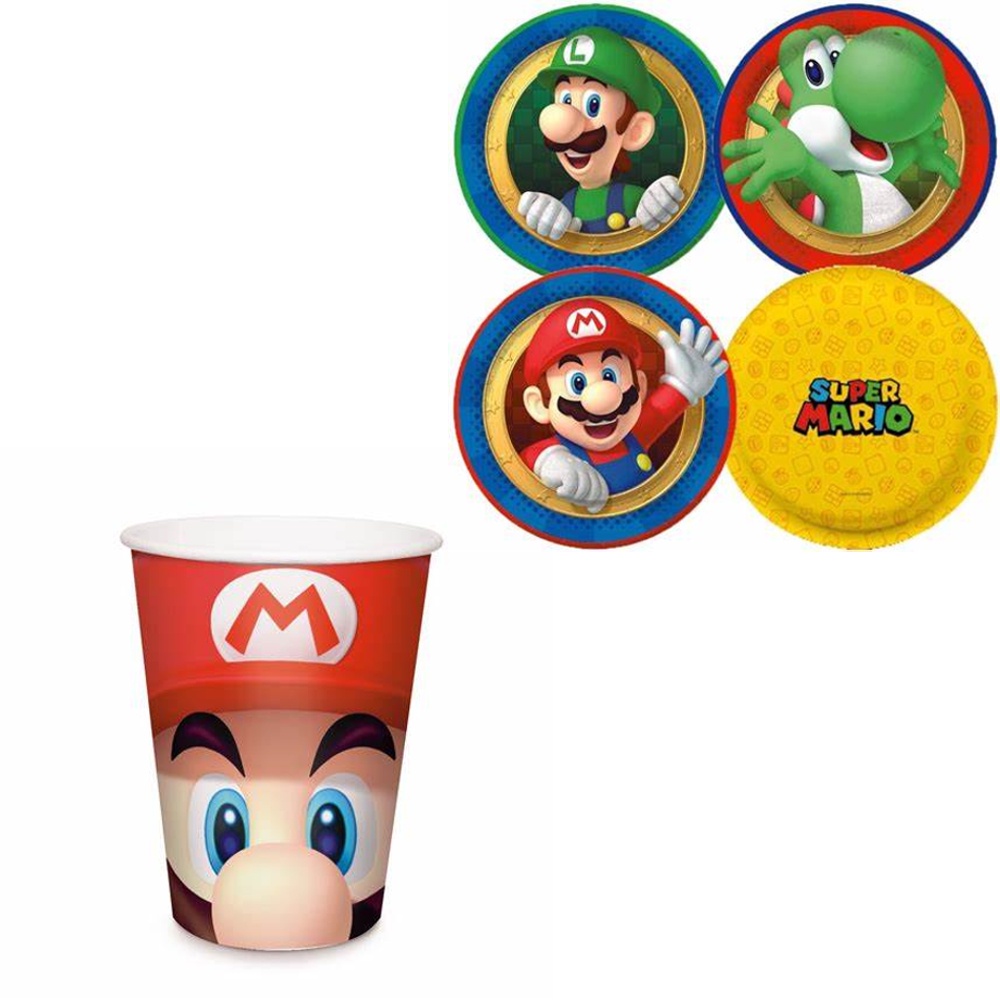 Kit Festa Super Mario Copo e Prato Descartavel | Shopee Brasil
