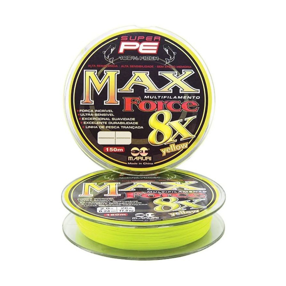 Linha de Pesca Multifilamento 8x Maruri Max Force 8 Fios 150m Amarela ...