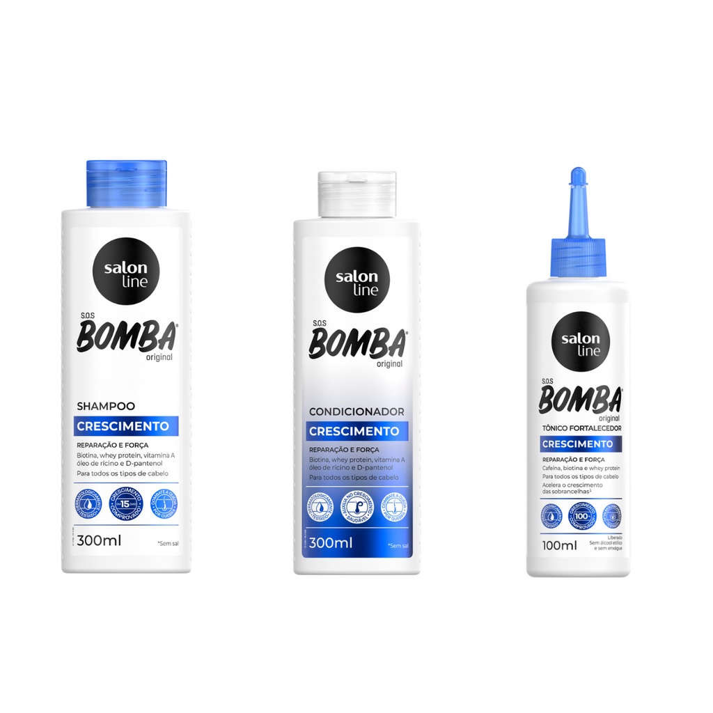 Kit Cronograma Capilar Crescimento Cabelos Cacheados SOS Bomba Salon ...