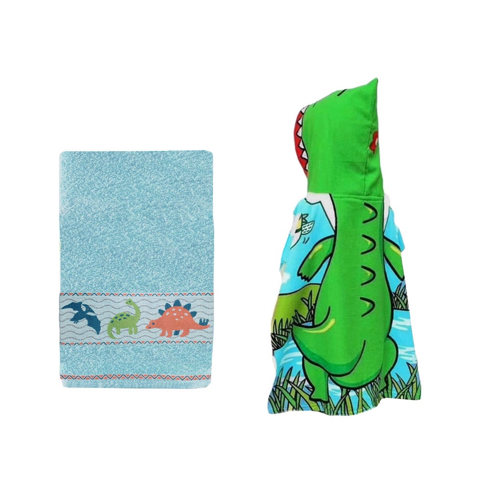 Toalha Infantil Banho Dinossauro e Poncho Jacare Kids 2un | Shopee Brasil