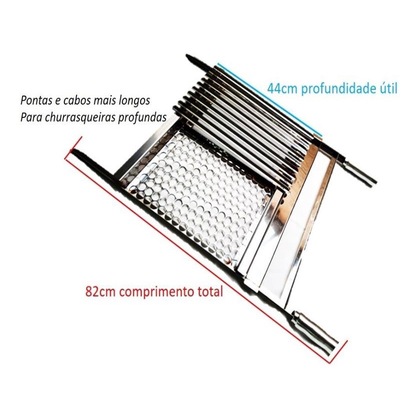 Grelha Argentina Mista com grelha Moeda Inox 50cm X 83cm para ...