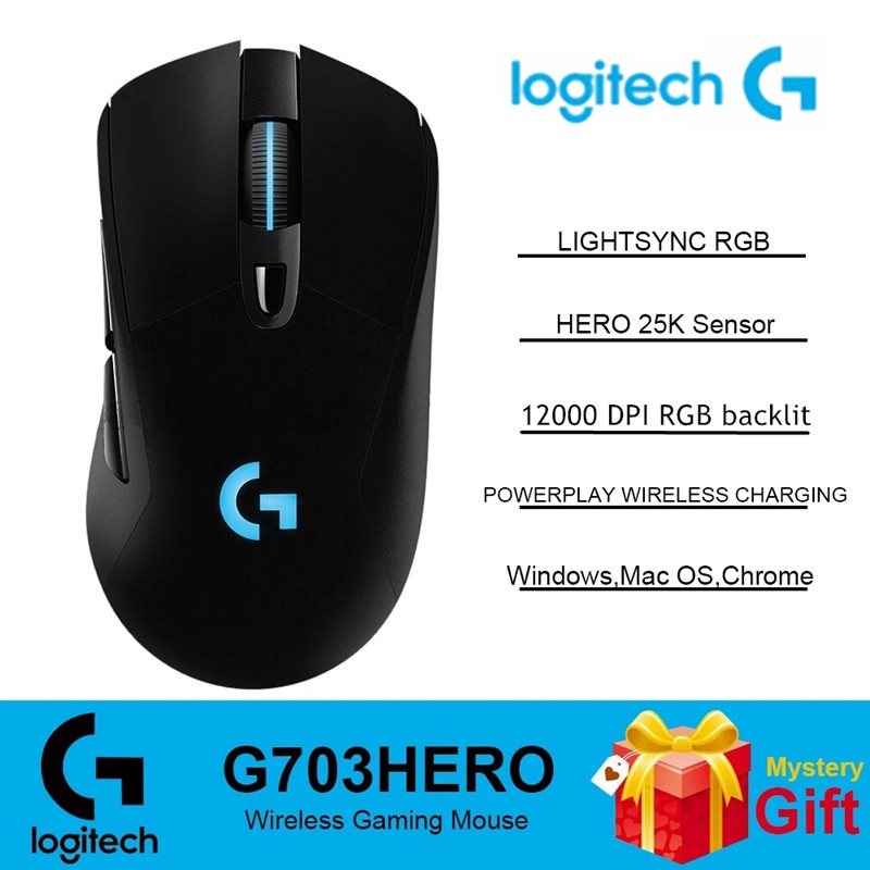 Rato De Jogos Sem Fio Logitech G703 LIGHTSPEED Com Sensor HER0 25K - Faz a Boa!
