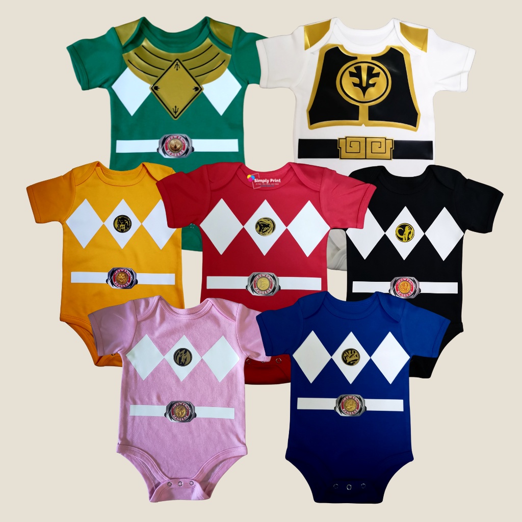 Poderoso Morphin Power Rangers Baby Onesie Algodão Super-Herói Recém ...