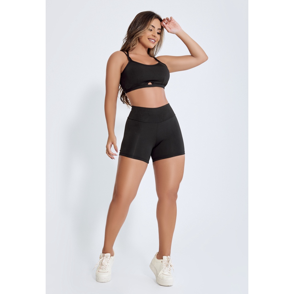 Conjunto Fitness Roupa Academia Feminina Short Forro Duplo Top c/ Bojo ... Conjunto Fitness Roupa Academia Feminina Short Forro Duplo Top c/ Bojo ...