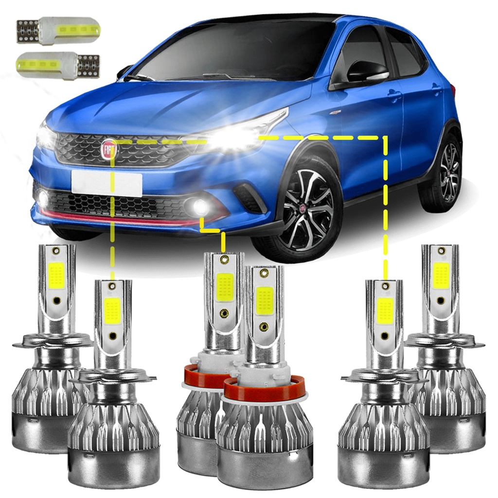 Kit Ultra Led Completo Fiat Argo 2017 a 2023 20000lm 6500k | Shopee Brasil