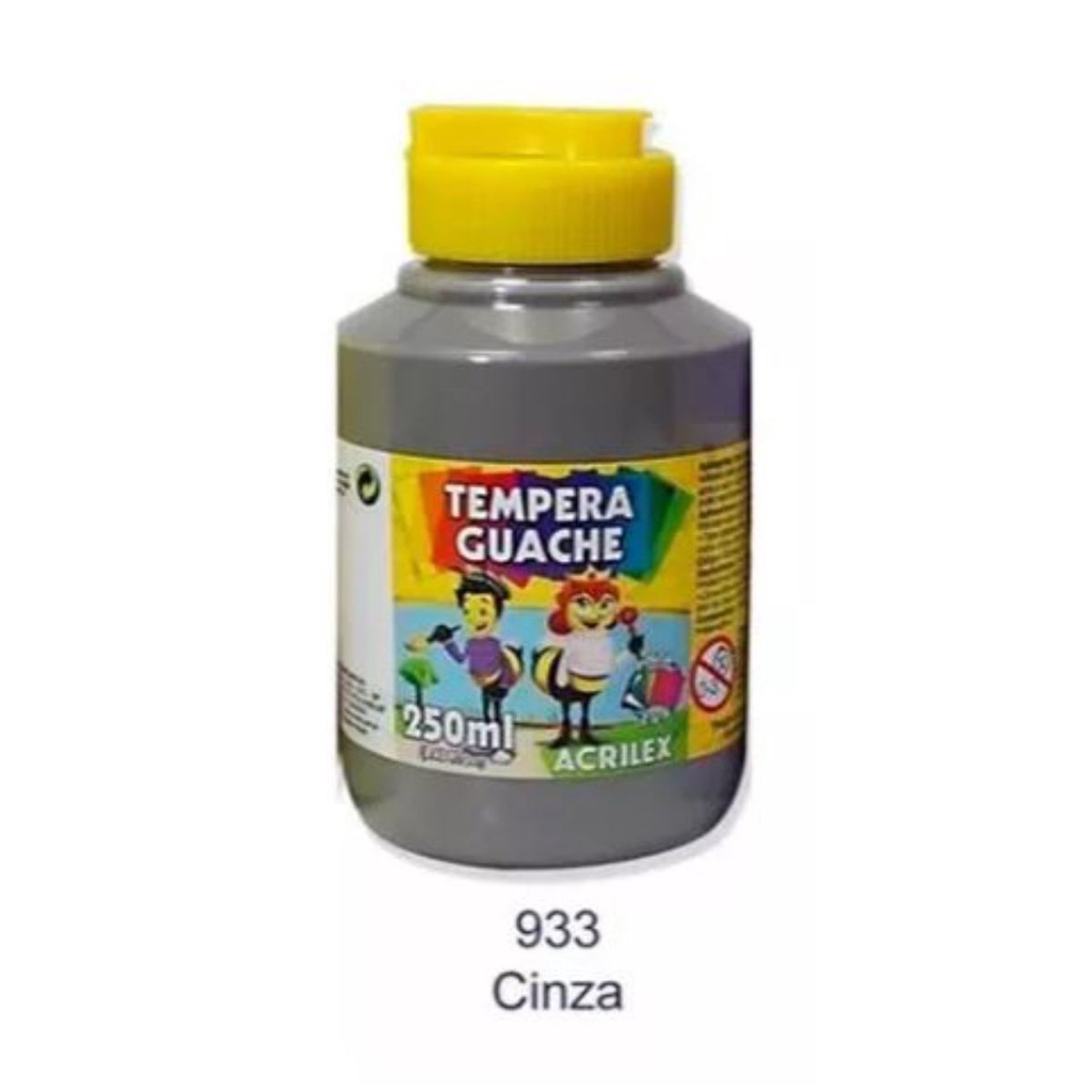 TEMPERA GUACHE ACRILEX 250ML CINZA | Shopee Brasil