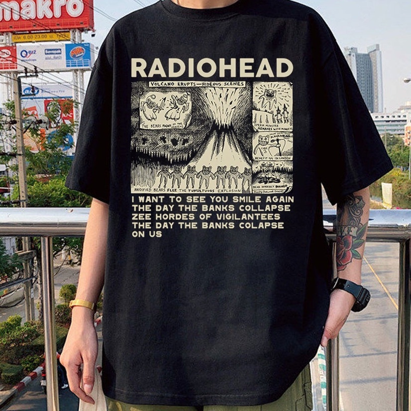 Camiseta Basica Algodao Radiohead Banda Volcano Erupts Scenes Rock N ...