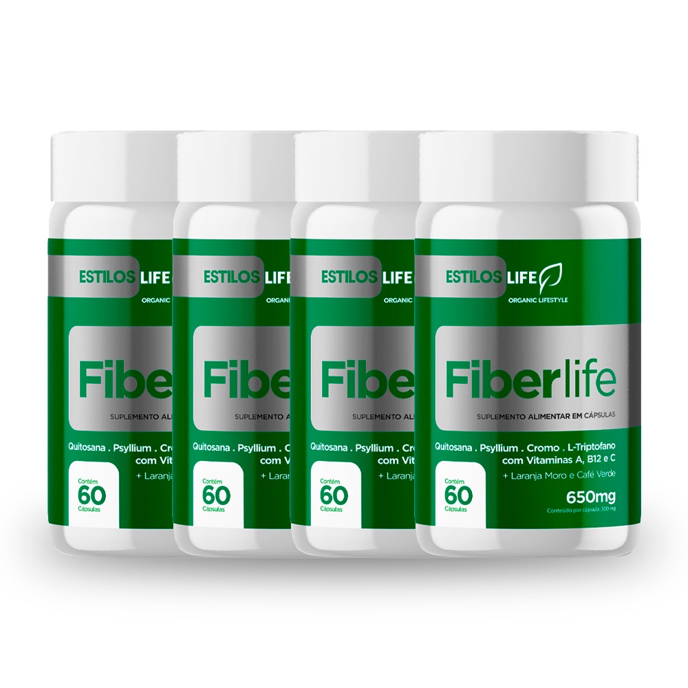 Kit 4 Fiber Life Suplemento de Fibras e Vitaminas 60 CAPS | Shopee Brasil