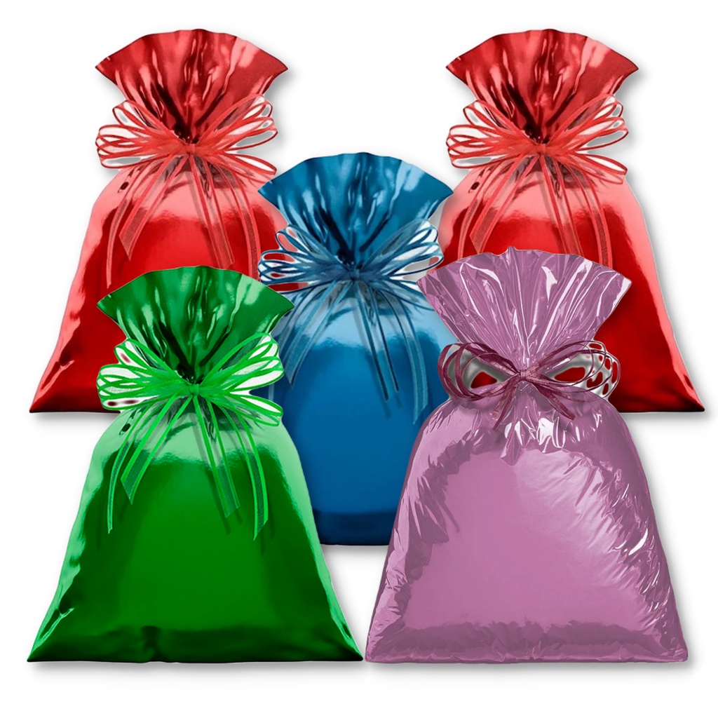 Saco para presente metalizado liso 20x29cm com 50 unidades | Shopee Brasil