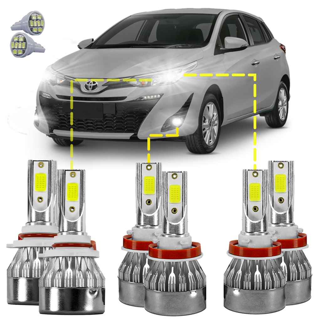 Kit Ultra Led Toyota Yaris 2018/2022 20000 Lúmens 6500k | Shopee Brasil