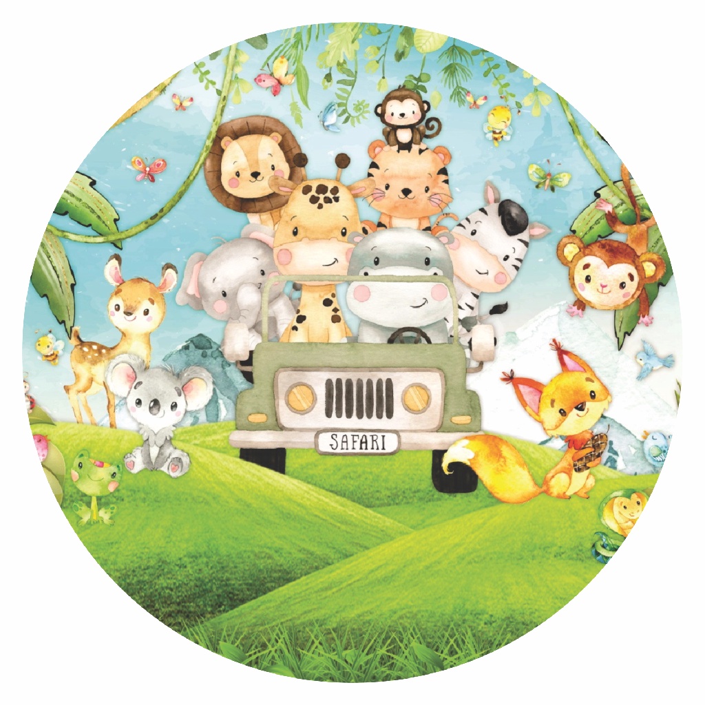 Painel Festa Redondo Sublimado 3d Tecido C/elástico 1,5 Diam SAFARI | Shopee Brasil