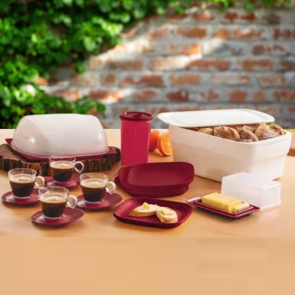 Jogo Tupperware Café da Manhã 12 Peças Vermelho Bea Novo Original Kit ...