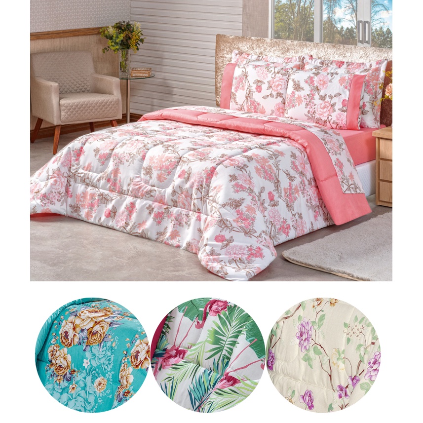 Kit edredom king size 03 peças dupla face 280cm x 240cm deixe sua cama ...