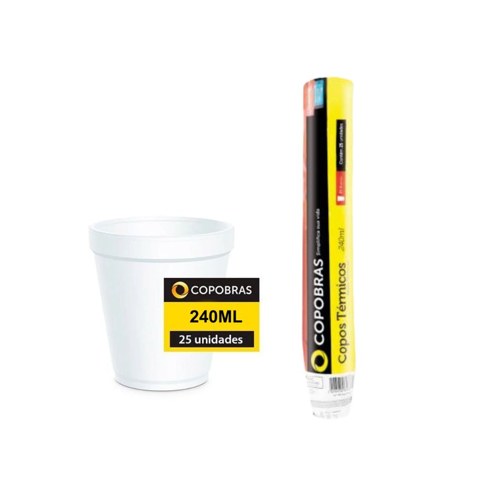 COPO DE ISOPOR TERMICO 240 ML COM 25 UNIDADES - COPOBRAS | Shopee Brasil