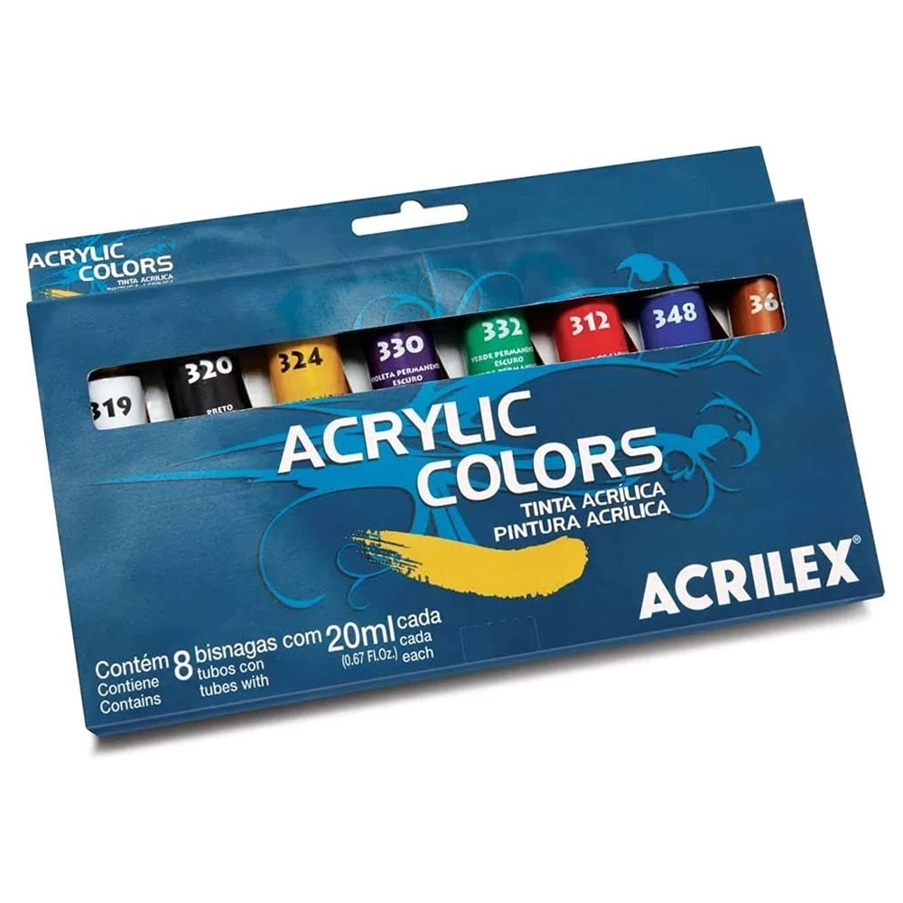 Tinta Acrilica 20ml Acrylic Colors Com 8 Cores - Acrilex | Shopee Brasil