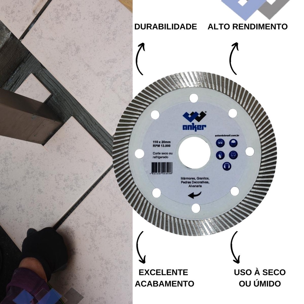Kit 4 Disco De Corte Diamantado Turbo P/ Porcelanato - 110mm | Shopee ...