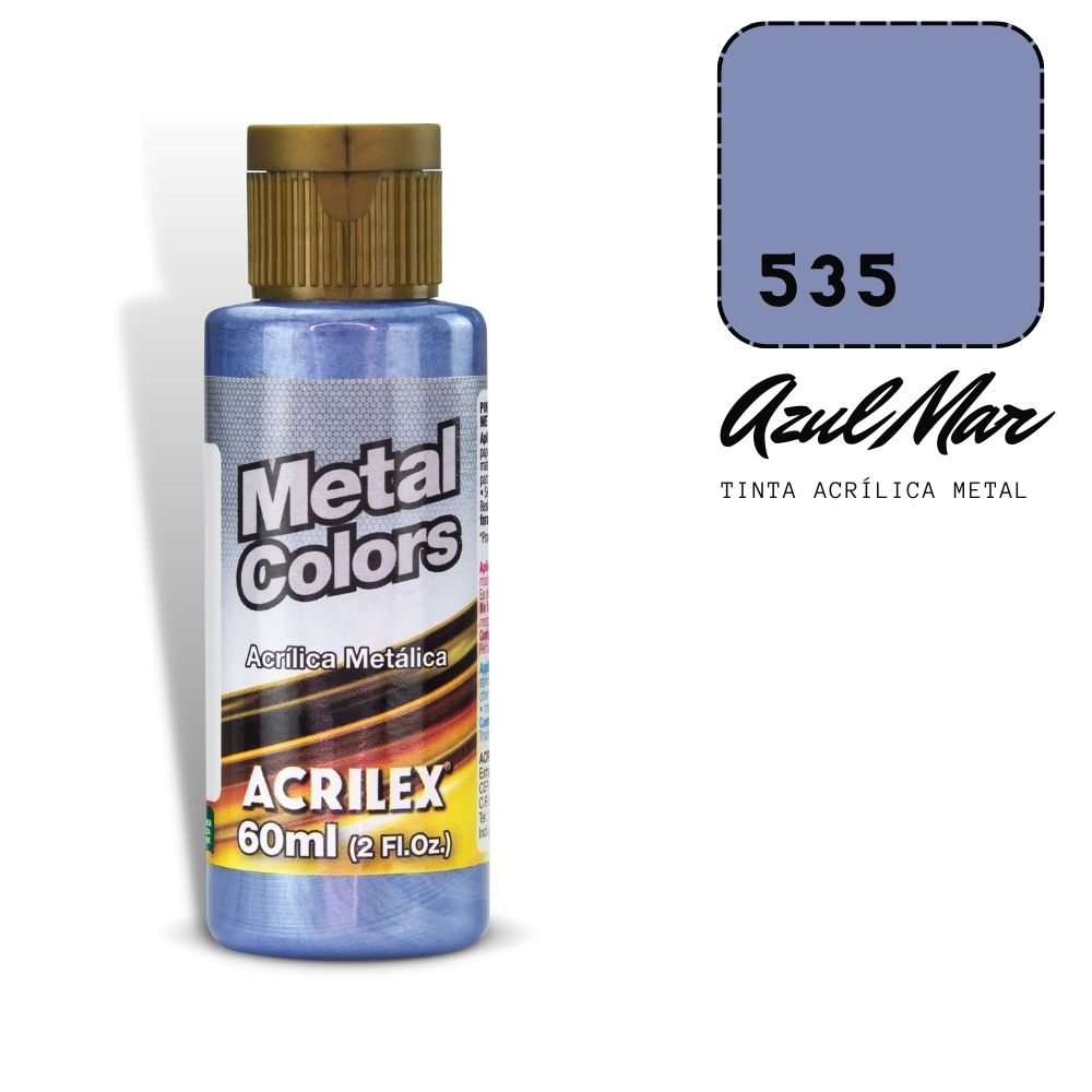 Tinta Acrilica Metal Colors Acrilex 60ml 535 Azul Mar | Shopee Brasil