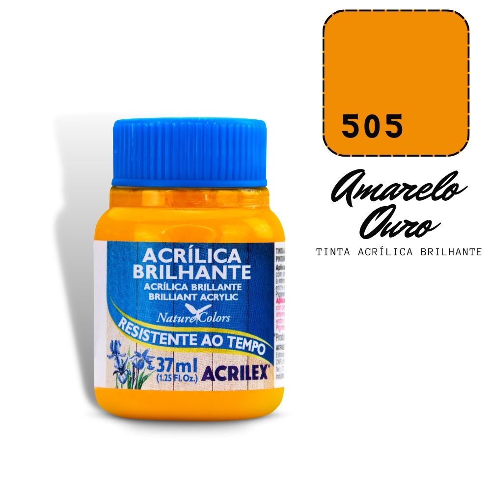 Tinta Acrilica Brilhante Acrilex 37ml 505 Amarelo Ouro | Shopee Brasil