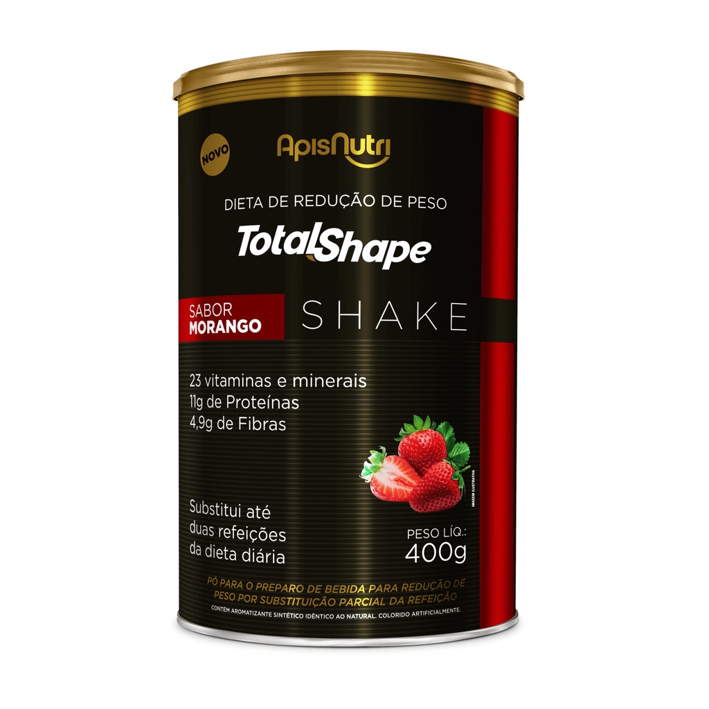 Shake Total Shape sabor Morango 400g Apisnutri - SV | Shopee Brasil